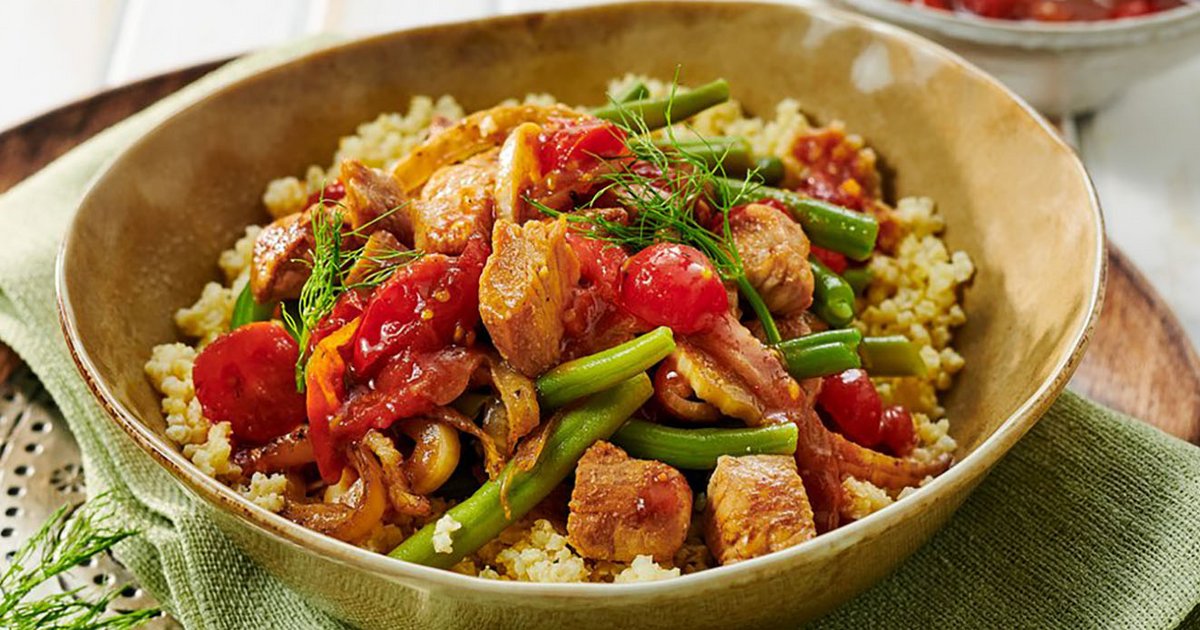 Kyckling och hirs Vitality Bowl med Kimchi grönsaker | Recept | Kikkoman